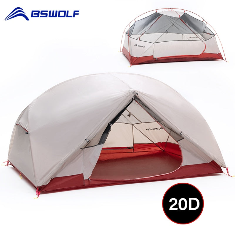 BSWolf 2 Persons Camping Tent Ultralight 20D 380T Nylon Double Layer W – CAMP'N’GOODS